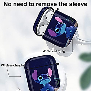 Airpods Case Designed for Apple AirPods 2 & 1,Full Protective Case Cover with Keychain and Lanyard, Shockproof Anti Case for Airpods Charging Case (Looking up to Stitch)