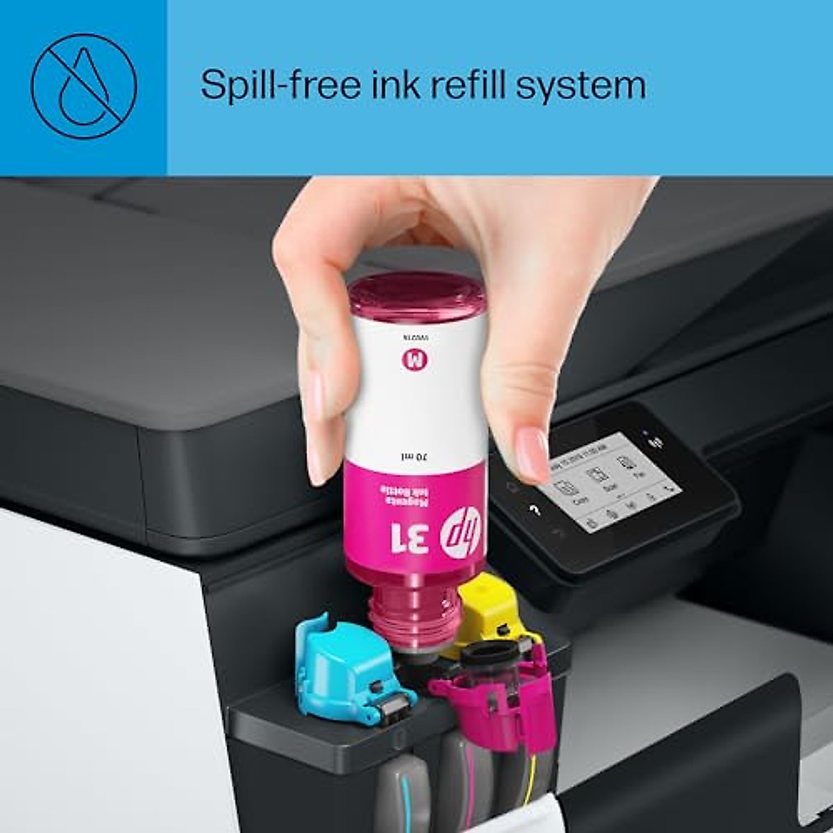 HP Smart -Tank Plus 651 Wireless All-in-One Ink -Tank Printer, up to 2 Years of Ink in Bottles, Auto Document Feeder, Mobile Print, Scan, Copy, Works with Alexa (7XV38A)