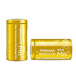 Vapcell 3.7v 1100mah Flat Top 18350 10A Discharge high Drain Li-on IMR Rechargeable Lithium Battery 2pcs
