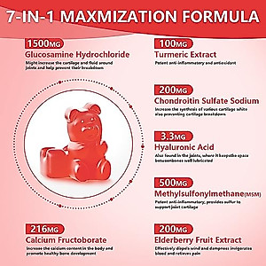 UPNEUTRI Sugar Free Glucosamine Chondroitin Gummies, Extra Strength 1500mg Glucosamine with Chondroitin MSM & Elderberry & Turmeric, Joint Support Supplement for Men & Women Joint Health