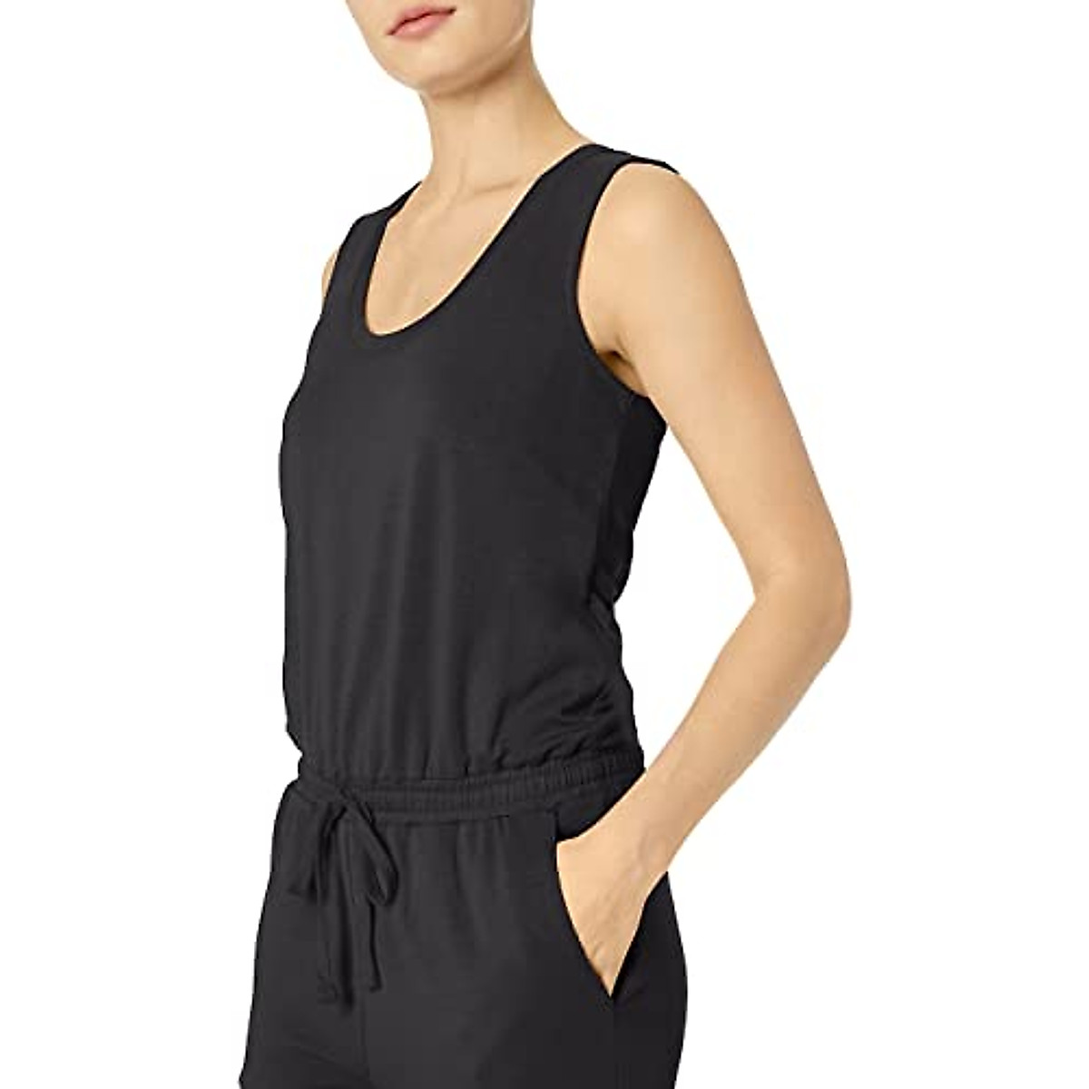 Amazon Essentials Women's Studio Terry Fleece Jumpsuit (Available in Plus Size), Black, Medium
