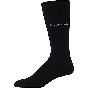 Calvin Klein Men's Dress Socks - Luxury and Egyptian Cotton Blend Dress Socks (2 Pair), Size 7-12, Solid Black
