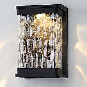ACLBLK LED Black Outdoor Wall Lantern with Water Glass IP54 Waterproof Exterior Wall Light 18W 3000K Farmhouse Modern Outside Front Porch Light Wall Sconce for Garage Porch Doorway Garden Entryway