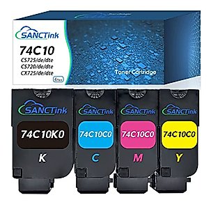 SANCTink Remanufactured Toner Cartridge Replacement for Lexmark CS725 CX725 CS720 CS720de CS720dte CS725de CS725dte CX725de CX725dte Printer 74C10K0 74C10C0 74C10M0 74C10Y0 (4 Pack)