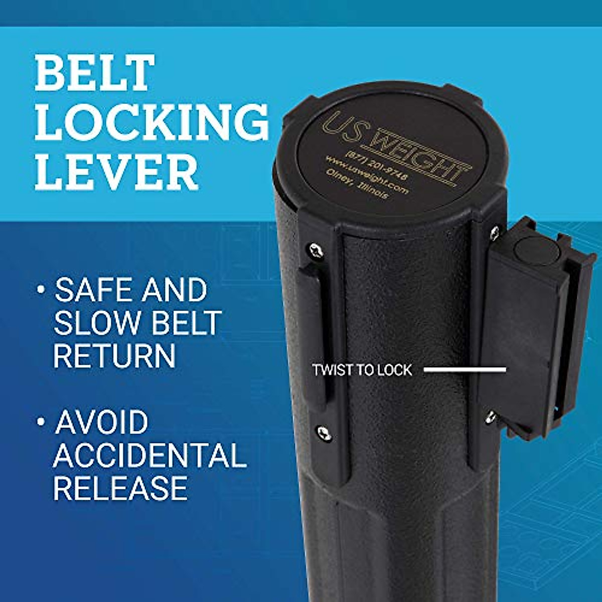 US Weight Sentry Stanchion with 6.5 Foot Retractable Belt – Easy Connect Assembly (Pack of 6)