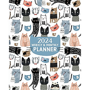 2024 Weekly and Monthly Planner Cat-Themed: Cute Cats Themed 2024 Weekly Monthly Notebook Daily Agenda & Simple Organizer
