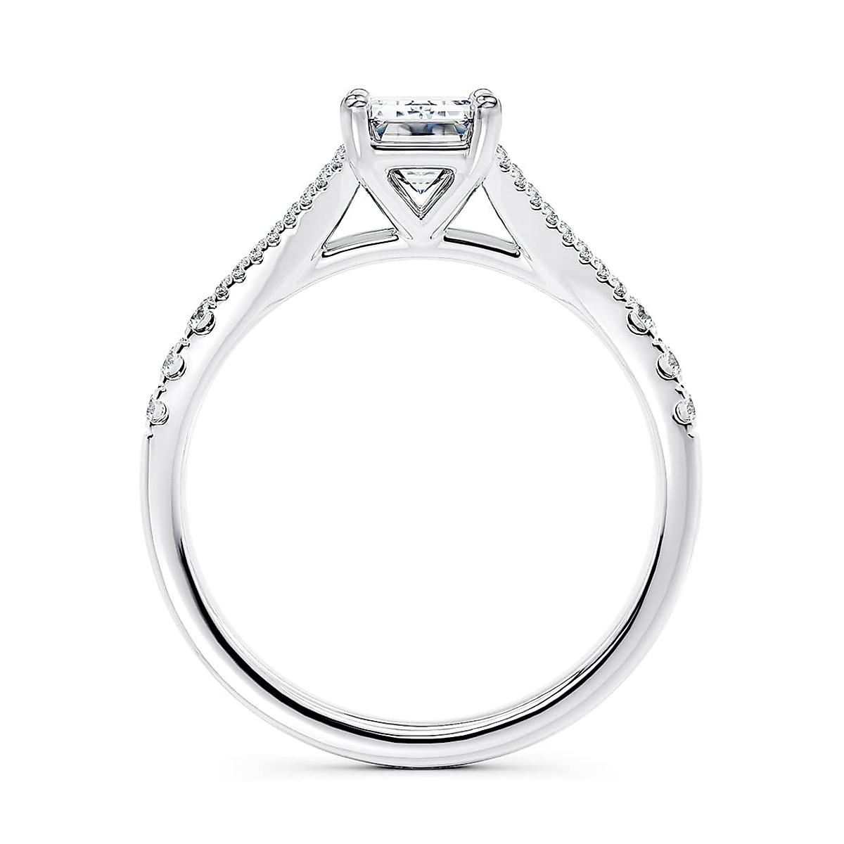 Blocaci Engagement Ring 2 CT Moissanite Emerald Cut Engagement Rings for Women 10k 14k 18k White Gold Rose Gold Yellow Gold Free Engraving Style 6