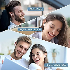 KAHPAN Wireless Earbuds, Bluetooth5.3 Headphones 30H Playtime with Charging Case, IPX7 Waterproof Earphones with Mic for Android iOS Cell Phone Computer Laptop Sports White