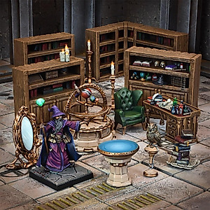 Mantic Games Terrain Crate - Wizards Study Medium Size Set | Highly-Detailed 3D Miniatures | Pre-Assembled Scenery Tabletop Game Accessory for Wargames, Board Games and RPGs | Made by Mantic Games