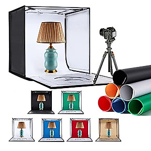 ZKEEZM Light Box Photography 24"x24" with 240LED Lights and 6 Color Backdrops Photo Box with Lights Foldable Light Box with Adjustable Brightness, 3000-6500K Dimmable Portable Picture Box Shooting