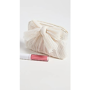 Loeffler Randall Women's Mini Pleated Frame Clutch with Bow, Pearl, Off White, One Size