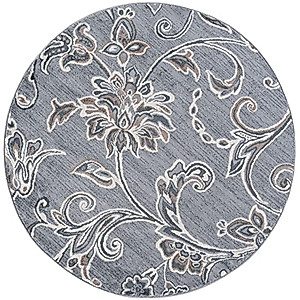 Garland Transitional Floral Gray Round Area Rug, 5' Round