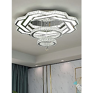 W32'' Living Room Modern Crystal Chandelier Large Foyer Chandeliers Crystal Shades Chandeliers Entrance High Ceiling Chandeliers Bedroom Dining Shandaler 3000K-6000K Infinity Lighting Fixtuers Lamps