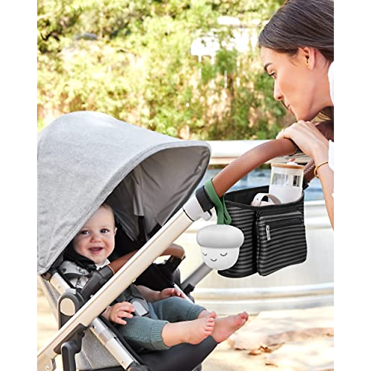 Skip Hop Universal Stroller Organizer, Grab & Go, Black Grey Stripes