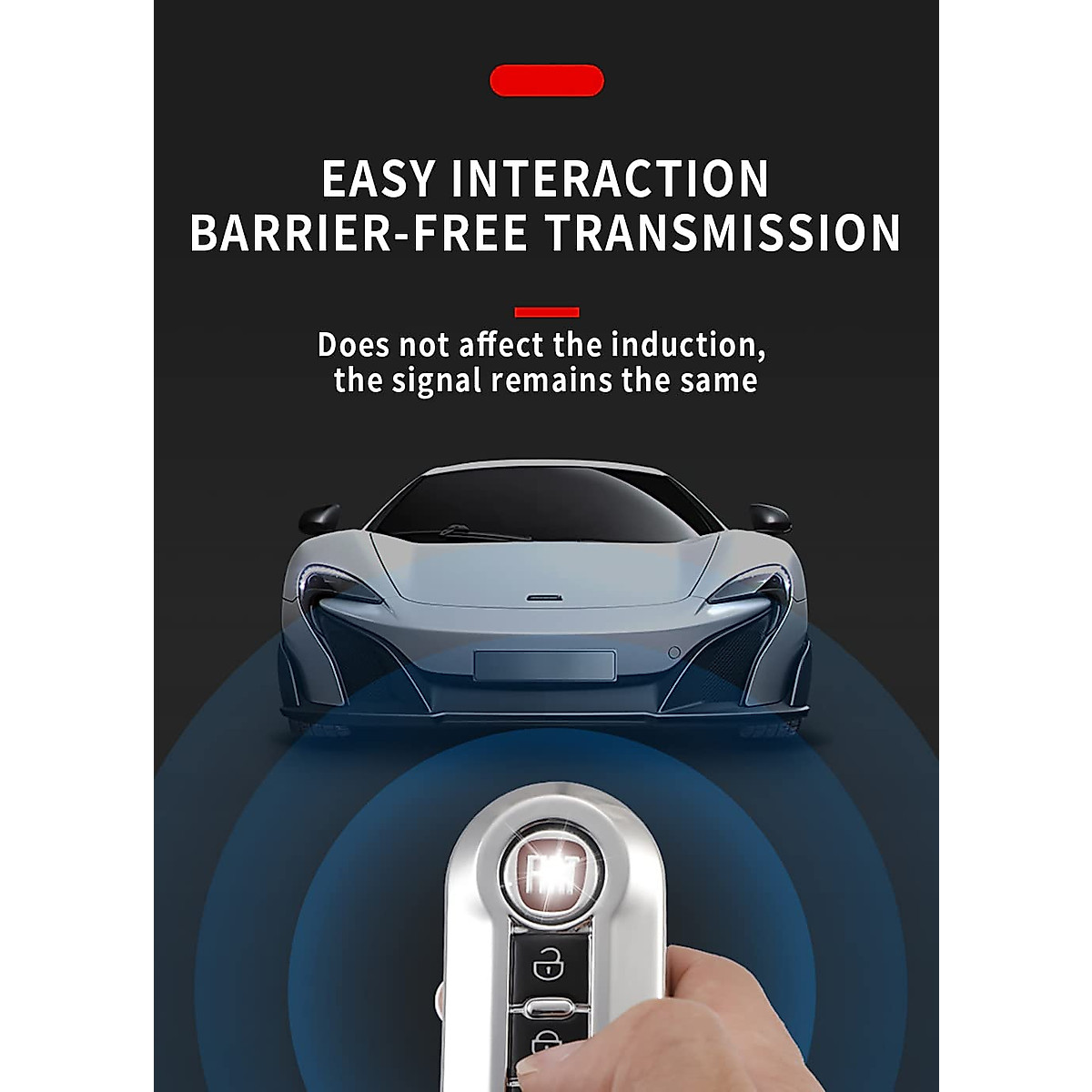 HIBEYO Key Fob Cover for Fiat 500 Linea 3 Button Filping Smart Remote Auto Key Shell with Leather Keychains for Fiat 500 Accessories Soft TPU Key Case-Silver