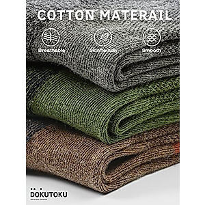 DOKUTOKU Men's Hiking Crew Socks Cushioned Moisture Wicking Athletic Boot Socks Outdoor,Trekking (DY41 Crew GR/CA/GREE)