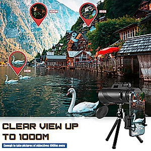80X100 Monoculars for Adults High Power Monocular Telescope for Smartphone Wildlife Bird Watching Hunting Camping Travel Scenery with Smartphone Holder & Tripod
