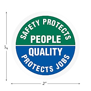 SmartSign Safety Protects People - Quality Protects Jobs Pack of 5 Hard Hat Labels | Retro-Reflective, 2" Circle