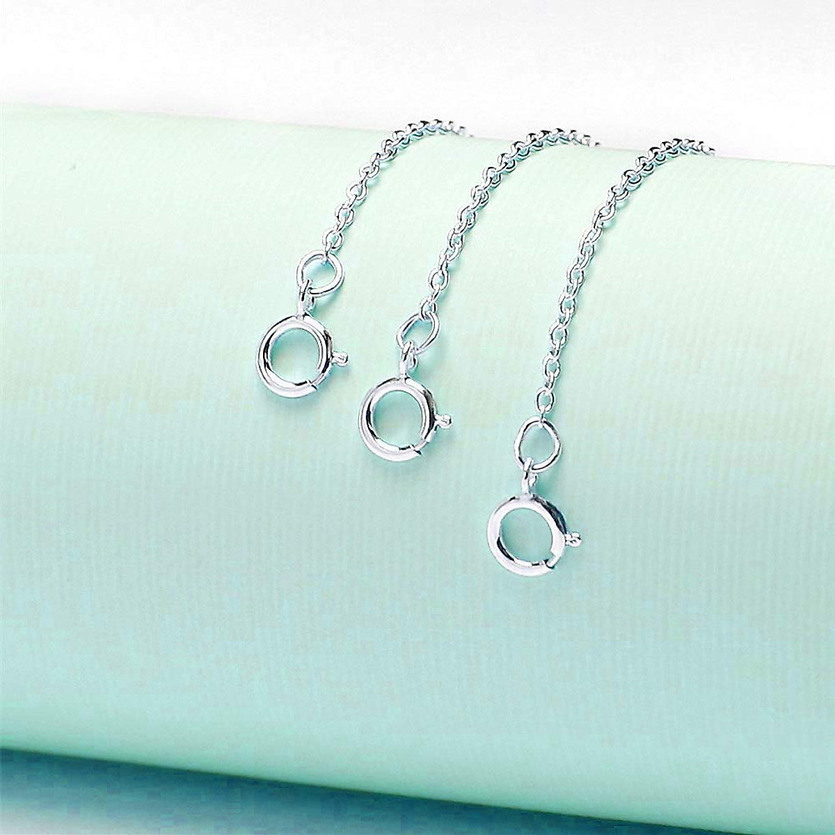 AOBOCO 925 Sterling Silver Chain Extenders for Necklace Bracelet with Gift Box (Set 2'',4'',&6'')