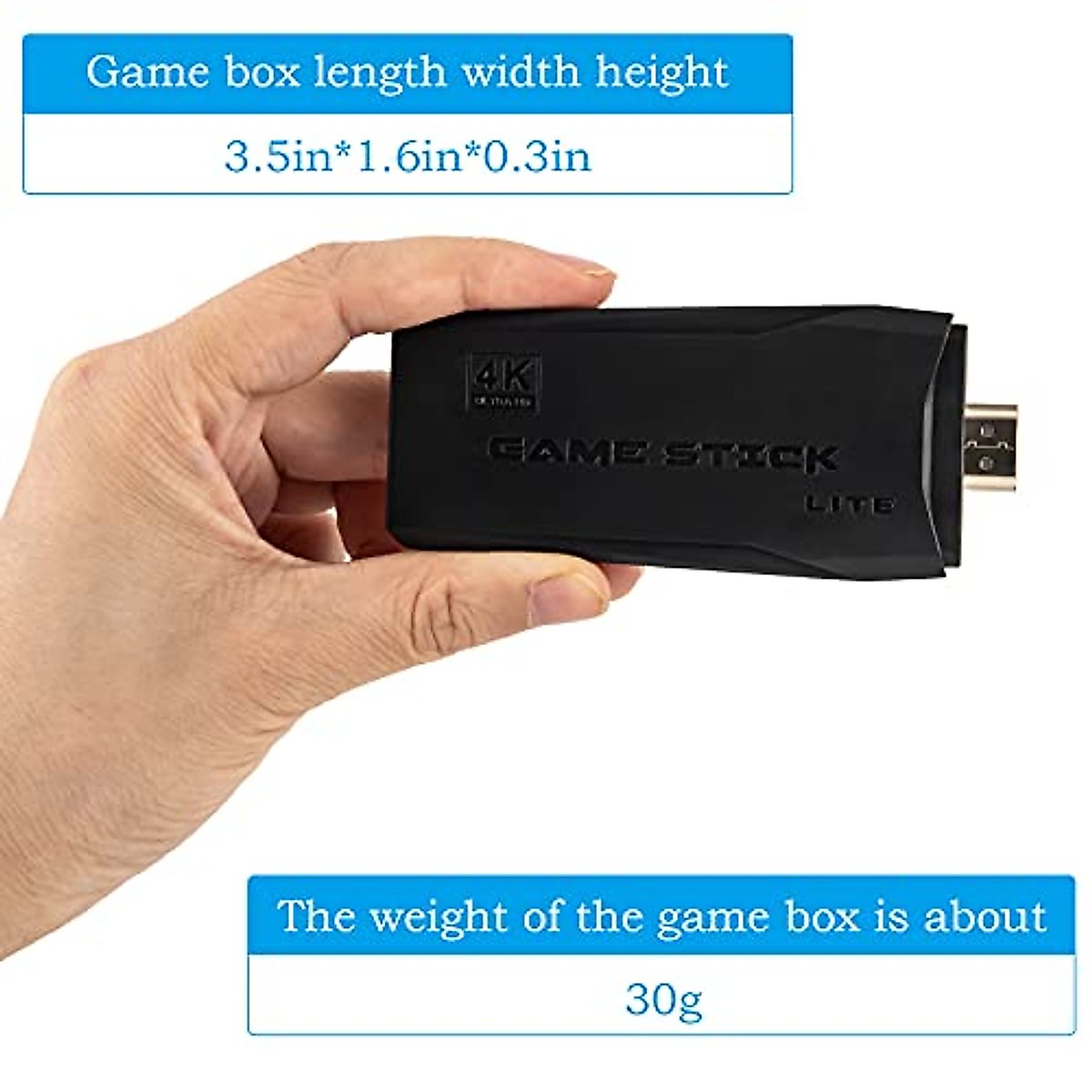 WWahuayuan Retro Game Console with Dual Controllers Plug & Play Video Game Stick Built in 10000+ Games, 9 Classic Emulators, TV 4K High Definition HDMI Output, Great Gift for Adults and Kids