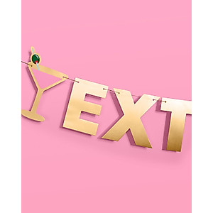 xo, Fetti Extra Dirty Martini Gold Foil Banner - 5 Ft. | Bachelorette Decoration, Birthday Party Sign, Casino Decor, Girl Cocktail Backdrop, Vegas Photo Booth Background