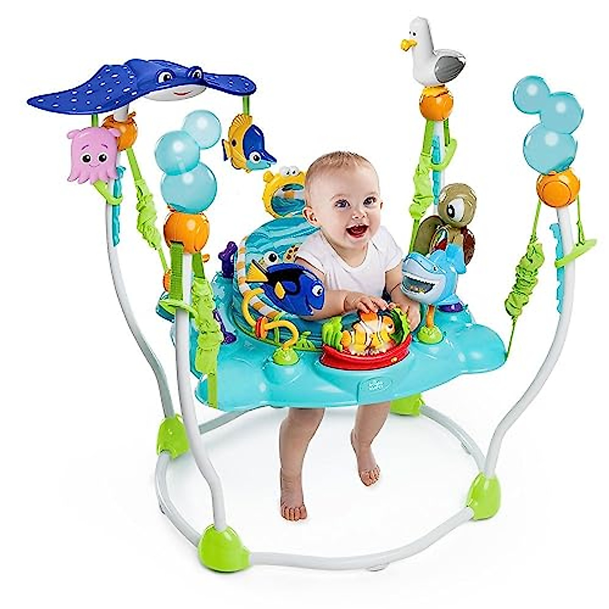 Bright Starts Disney Baby Finding Nemo Sea of Activities Baby Activity Center Jumper with Interactive Toys, Lights, Songs & Sounds, 6-12 Months (Blue)