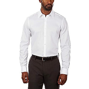 Van Heusen mens Slim Fit Flex Collar Stretch Solid Dress Shirt, White, 16.5 Neck 34 -35 Sleeve US