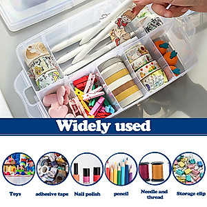 Wensdr 3 Tiers Stackable Crafts Storage Container with 30 Grids Adjustable Compartments Jewelry Crafts Bead Organizer Box Sewing Box