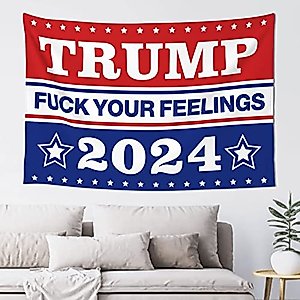 Bar Man Cave Decor Trump 2024 fu-ck Your Feelings Tapestry Tapestry Aesthetic Stuff for Boys Room ( Size : 75X100CM )