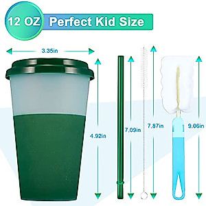 Patinao Color Changing Cups Tumblers with Lids & Straws for Kids - 7 Reusable Plastic Bulk Tumblers 12oz Cold Cup Tumbler Set for Kids
