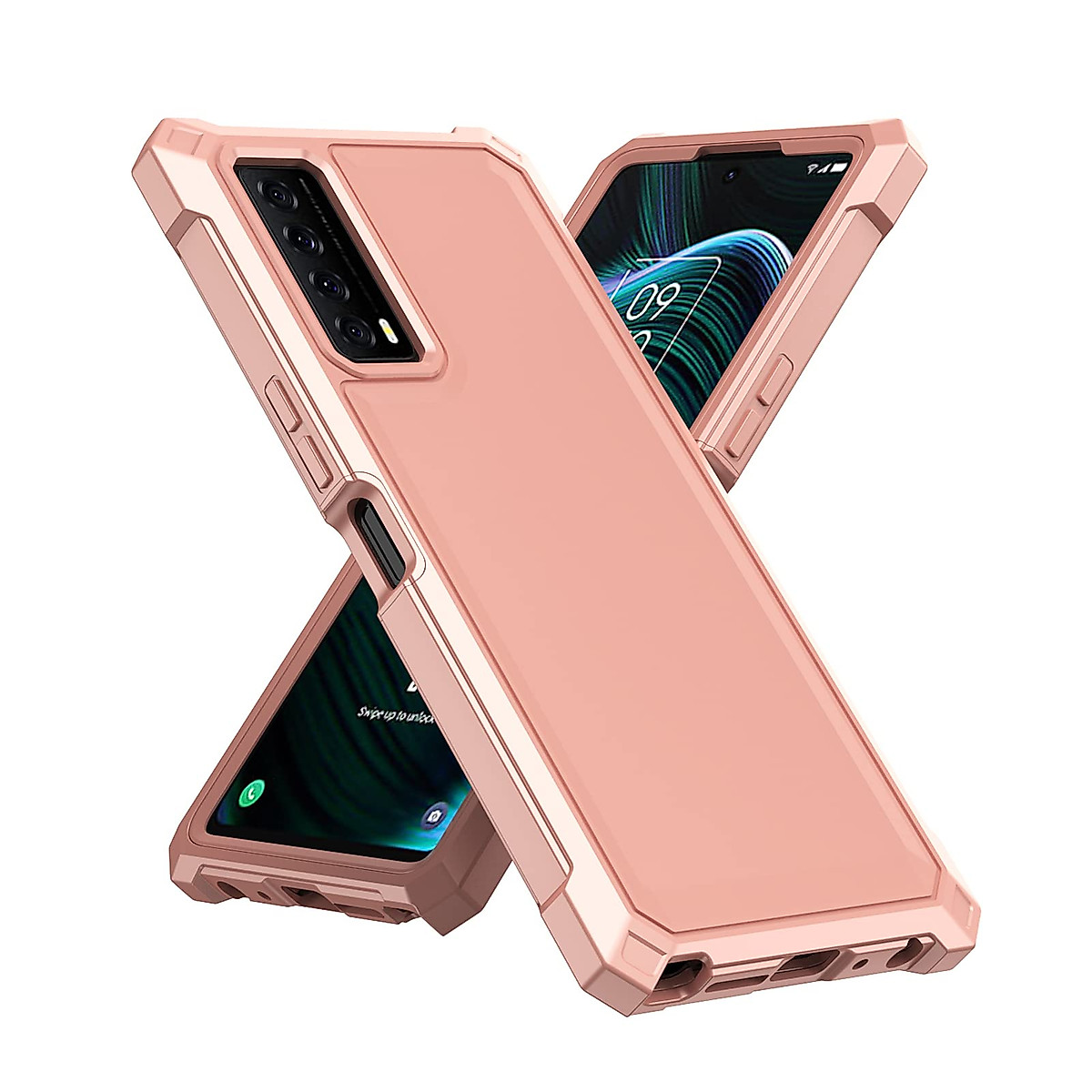 Ailiber for TCL Stylus 5G Case, TCL Stylus 5G(T779W) Phone Case with Screen Protector, Dual Layer Protection, Shockproof Corners TPU Bumper, Military Grade Protective Cover for TCL Stylus 5G-Rose Gold