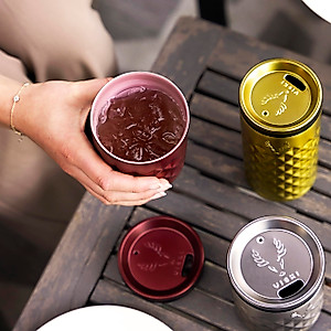 Viski Paragon Cocktail Tumbler Insulated Cocktail Cups, Insulated Rocks Tumbler Stainless Steel Whiskey Glasses with Ceramic Coating Rose Pink 12oz Set of 1