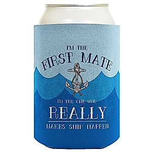 Funny Boating Gifts Captain First Mate Ship Happen Bundle 2 Pack Can Coolie Drink Coolers Coolies Waves
