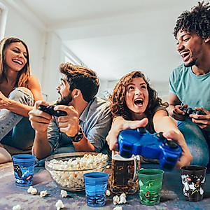 Tanlade 50 Pieces 16 oz Video Game Plastic Cups Video Game Party Favors for Kids Game Birthday Party Supplies Plastic Drinking Cups Video Game Party Decorations (Blue)