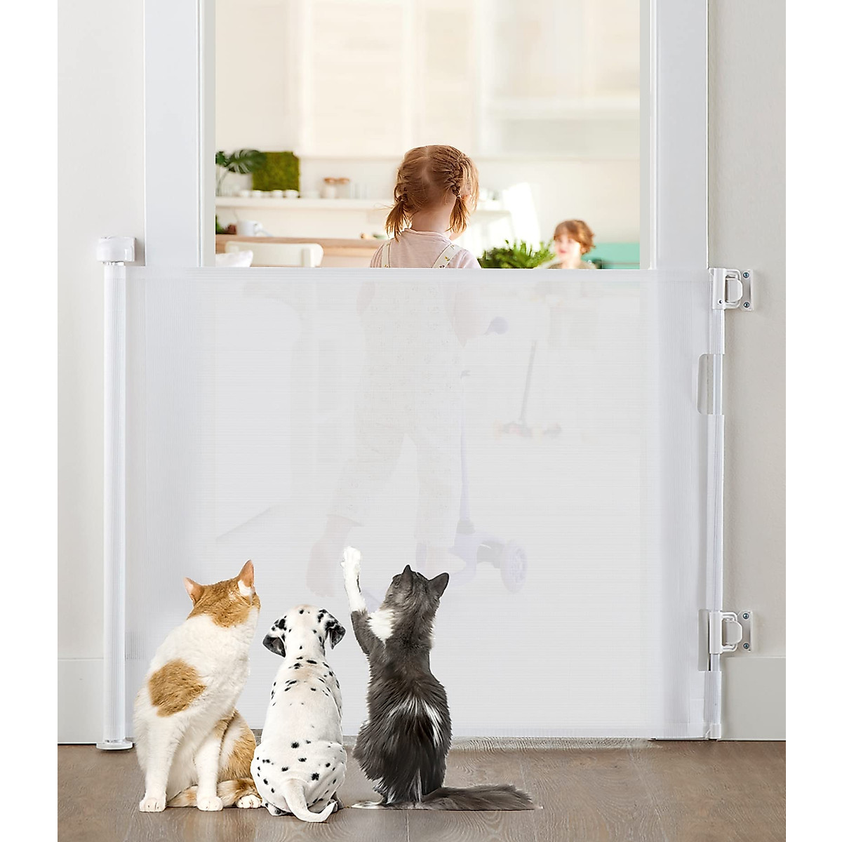 Cumbor 36" Extra Tall, 29.7"- 46" Width Baby Gate for Dogs and Kids & Cumbor 33" Tall, 0"-55" Width Retractable Baby Gate for House, Stairs, Doorways