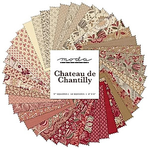 Moda, Jelly Roll, Chateau De Chantilly, Forty 2.5 inch Strips of Fabric