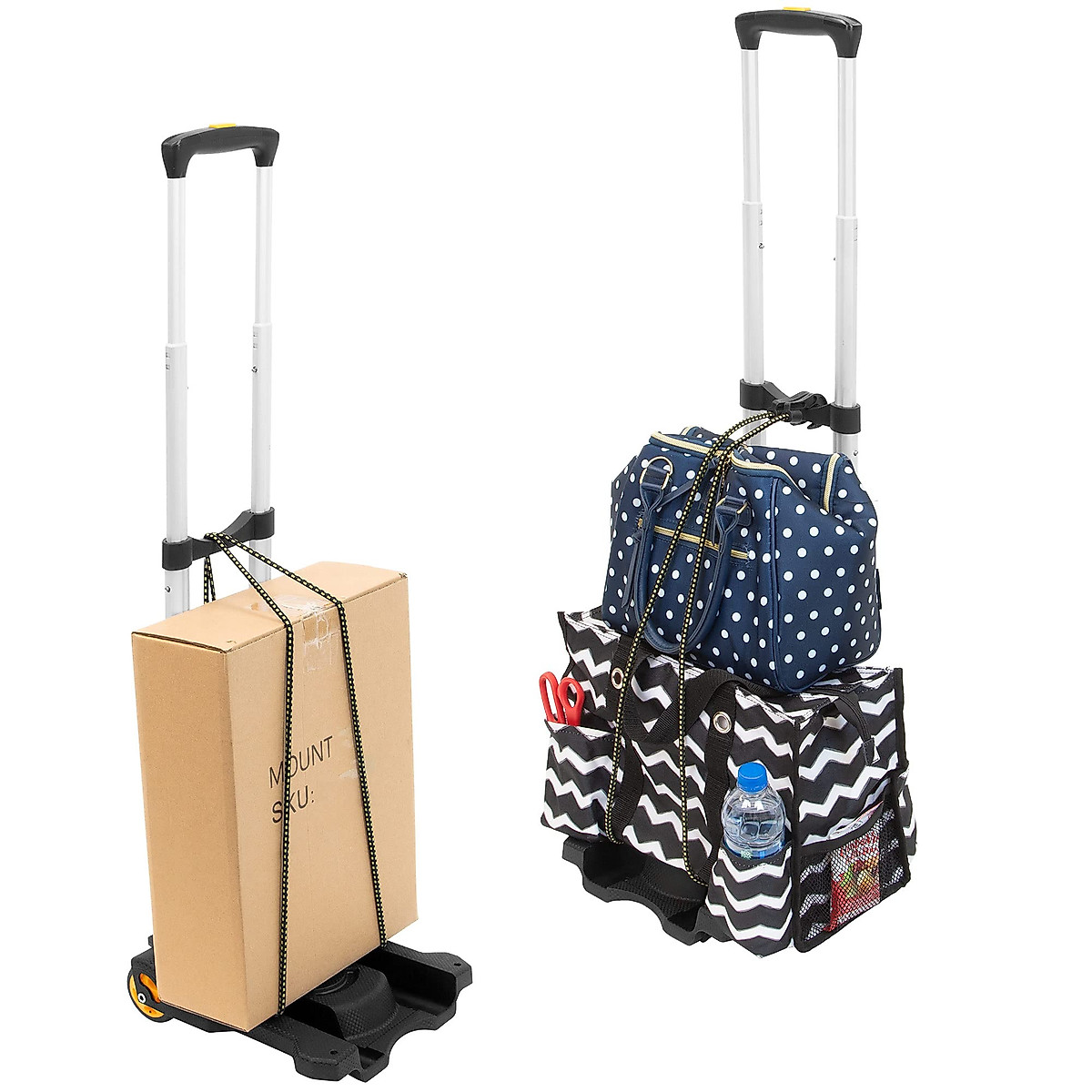 Mount-It! Luggage Cart with Wheels Foldable | Strong, Compact Luggage Cart Holds 77 Pounds - Carry Boxes, Backpacks and Luggage Smoothly with our Folding Luggage Cart