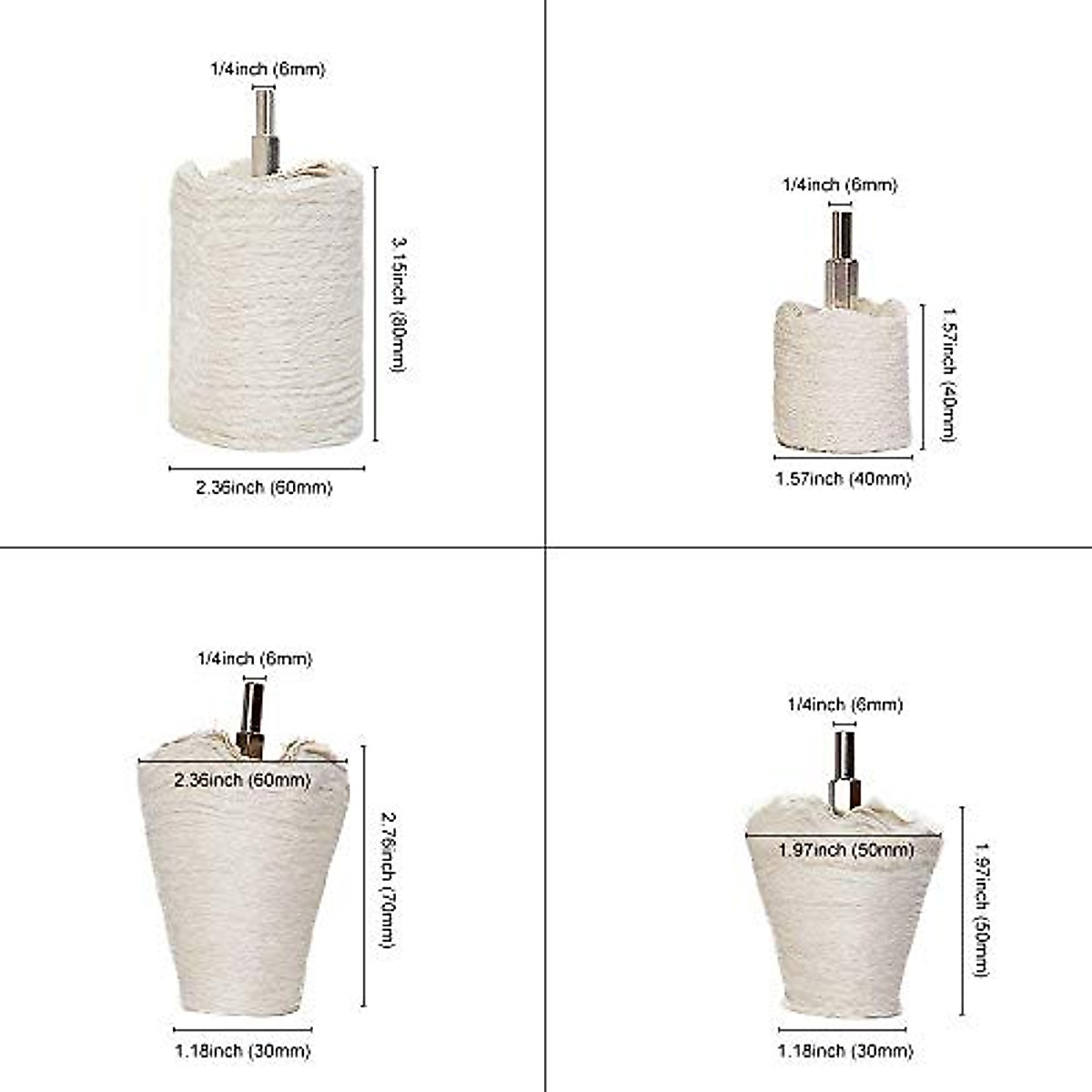 ANWTOTU Polishing Buffing Wheel for Drill - 8Pcs, Polishing Wheel Kit with 1/4 inches Hex Shafts for Manifold/Aluminum/Stainless Steel/Chrome