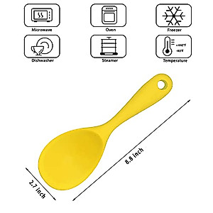 Silicone Rice Paddle Spoon Set of 2,Non Stick Heat Resistant Kitchen Gadge Rice Spoon,Rice Scooper,Rice Spatula,Rice Spoon Paddle,Rice Cooker Spoon,Works for Rice,Mashed Potato Or More (Yellow)
