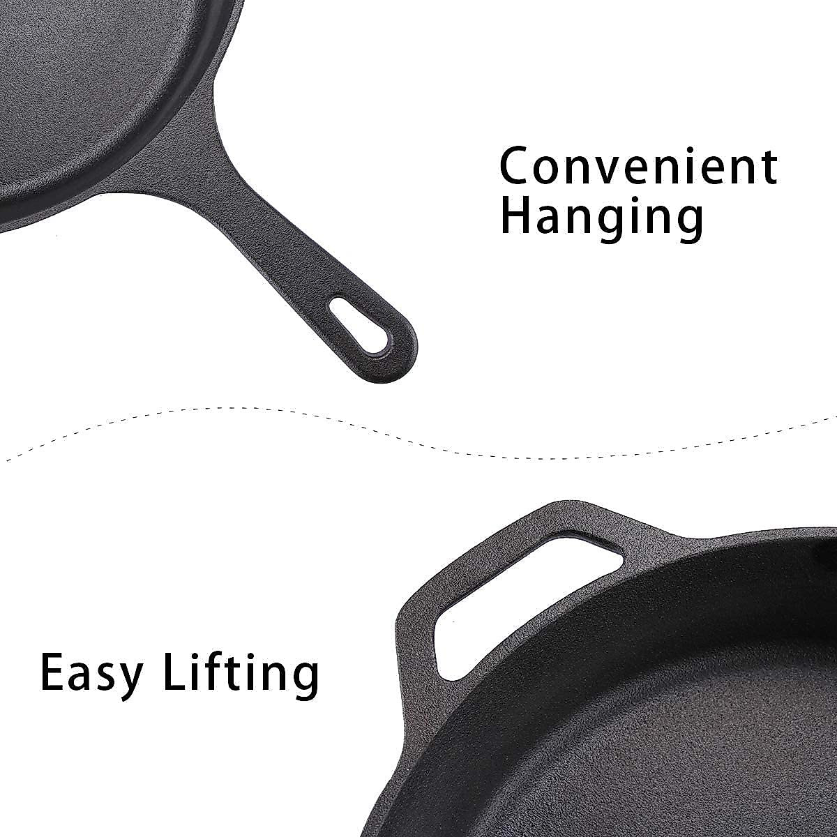 Preseasoned Cast Iron Skillet 12 Inch with Removable Silicone Handle Grip and Pan Scraper, Cast Iron Fry Pan for Indoor and Outdoor Use, Ovenproof, Stovetop, Induction Safe Seasoned Skillet