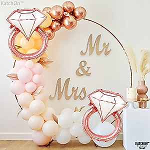 KatchOn, Rose Gold Diamond Ring Balloon - 31 Inch | 2 Piece, Engagement Ring Balloons | Diamond Balloons for Engagement Decor | Balloon Ring for Bachelorette Party Decorations, Wedding, Bridal Shower