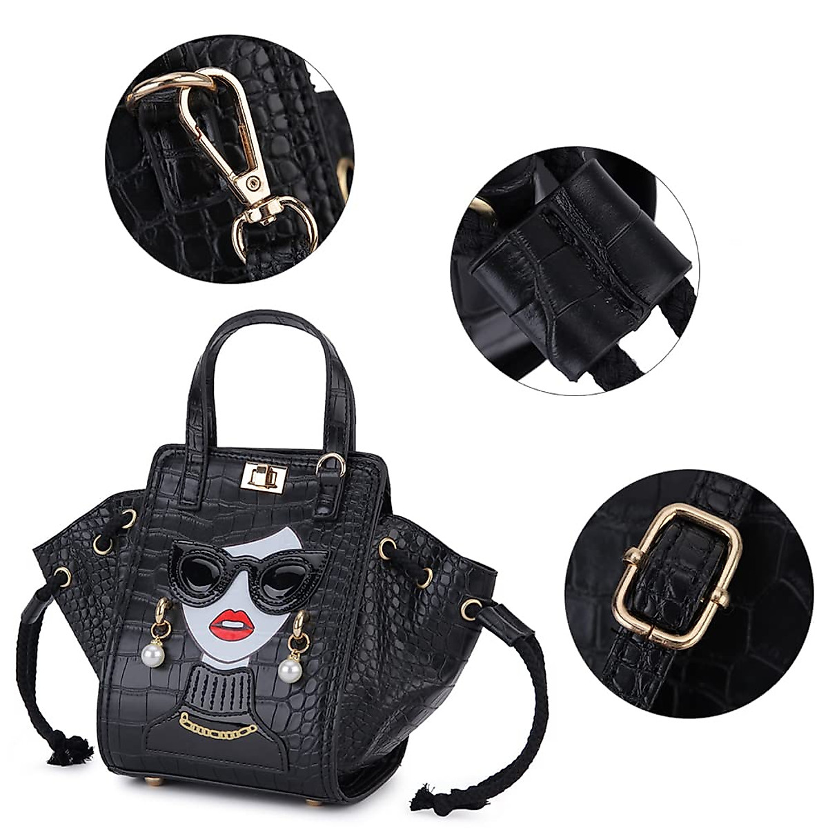 ENJOININ Novelty Lady Face Purses and Handbags for Women Casual Shoulder Bag Fashion Bat Bag