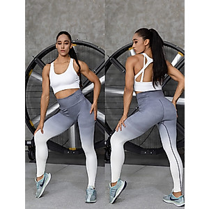 GYMTALENT Scrunch Butt Leggings for Women, Ribbed Seamless High Waisted Gym Leggings Butt Lifting Yoga Pants Tights Elephant Grey L