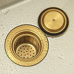 Zeesink Gold Kitchen Sink Drain,Gold Sink Strainer,Kitchen Sink Drain Assembly,Kitchen Sink Drain Strainer with Removable Deep Waste Basket,Fit for Kitchen Sink Opening Size 3 1/2"