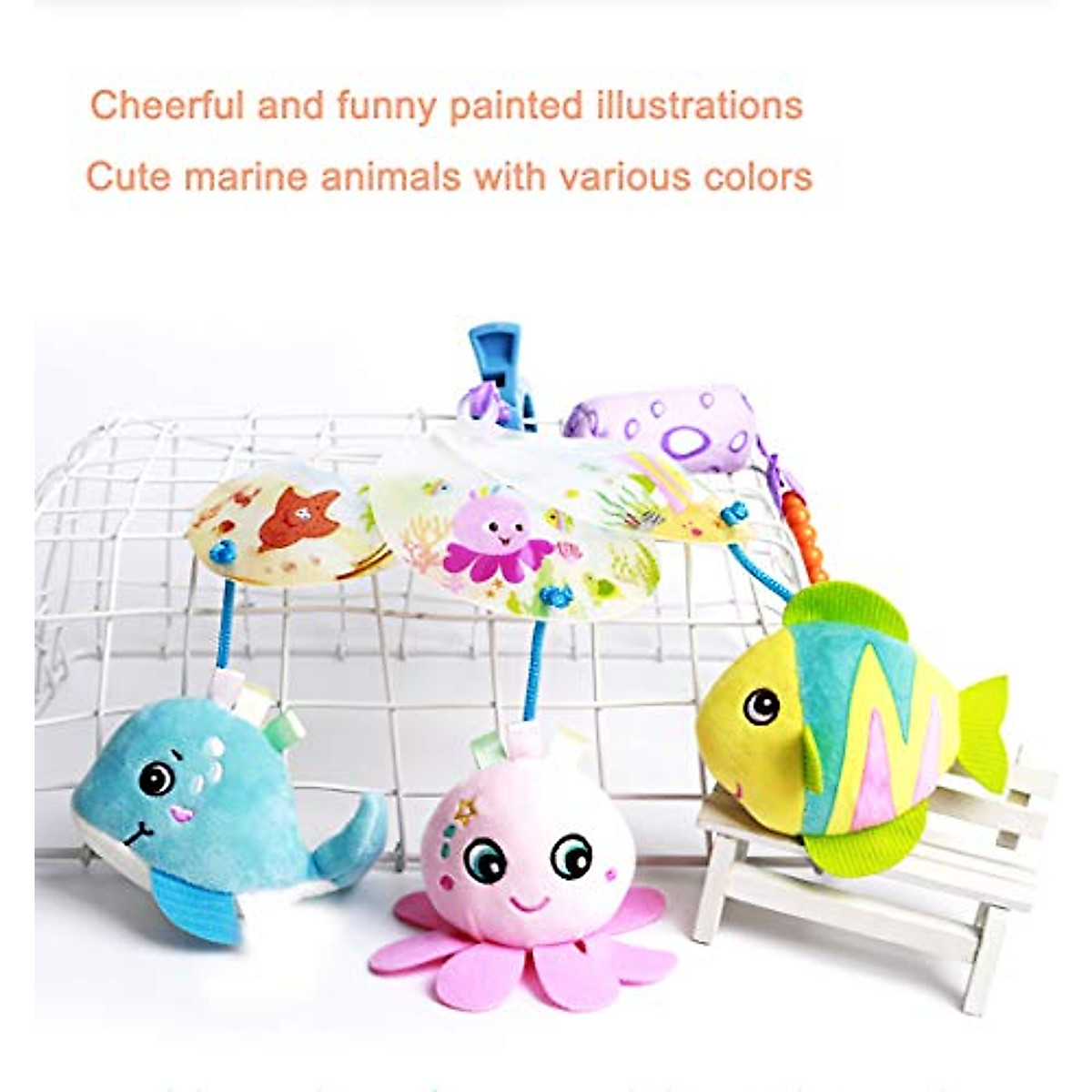YOYIKER Baby Toys Stroller Toy Clip On Car Seat Toys for Infant, Babies Hanging Toy with Rattle for Toddlers Gift (Marine Animals)