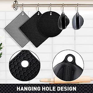 12 Pack Silicone Trivet Mats Hot Pads with Silicone Oven Mitts Non Slip Silicone Pot Holders Heat Resistant Trivet Pads Silicone Cooking for Kitchen Counter Table Placemats