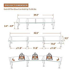 Hemudu Dual Monitor Stand -Adjustable Length and Angle Dual Monitor Riser, Computer Monitor Stand, Desktop Organizer, Monitor Stand Riser for PC, Computer, Laptop (Clear)