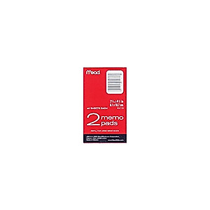 Mead Ruled Memo Pads, 2 7/16" x 4 1/4, White, 40 Sheets per Pad, 2 Pads per Pack, Pack Of 6 = 12 Pads