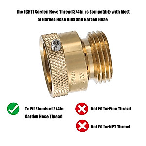 3 Pack SUNROAD Lead-Free Brass 3/4" Inch MHT Hose Bibb Connector Backflow Preventer Vacuum Breaker,Check Valve For Garden Spigot RV Hose Connection,Anti-Siphon Fitting with extra set screws