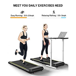 AKSO Walking Pad Under-Desk Treadmill, 300lbs Capacity, Quiet 3.8mph, LED Display Remote Control &APP, Portable Mini Desk Treadmill for Home Office Small Apartment